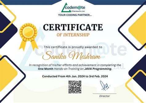 Sanika Meshram On Linkedin Java Internship Codemate Careergrowth