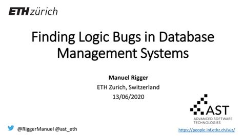 Finding Logic Bugs In Database Management Systems Ppt