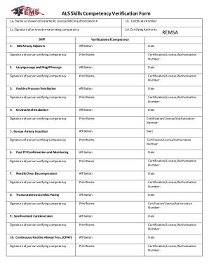 Fillable Online 2404 Paramedic Skills Competency Verification Form Fax Email Print PdfFiller