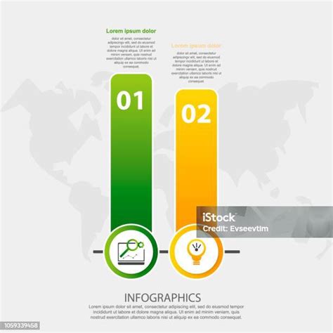 현대 벡터 일러스트입니다 Infographic 두 요소 사각형 원 그리고 텍스트와 함께 서식 파일 단계적으로 2 단계 다이어그램