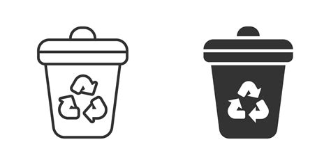Garbage Bin Icon In Flat Style Recycle Vector Illustration On White