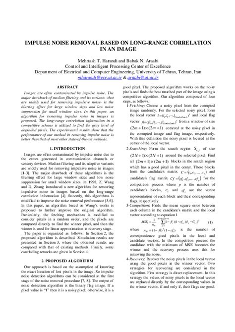 Pdf Impulse Noise Removal Based On Long Range Correlation In An Image