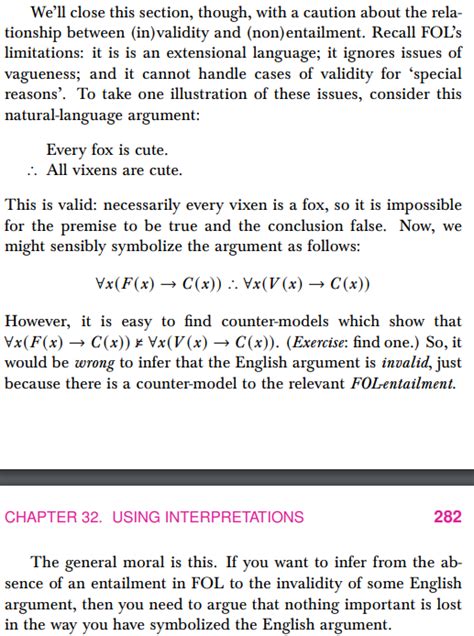 The Difference Between Validity And Entailment In First Order Logic