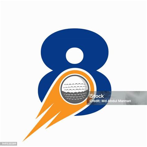 편지 8 움직이는 골프공 아이콘이 있는 골프 개념 하키 스포츠 유형 기호 벡터 템플릿 Championship에 대한 스톡 벡터 아트 및 기타 이미지