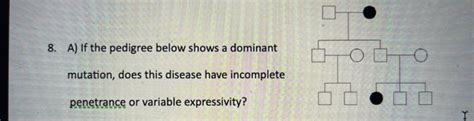 8 A If The Pedigree Below Shows A Dominant
