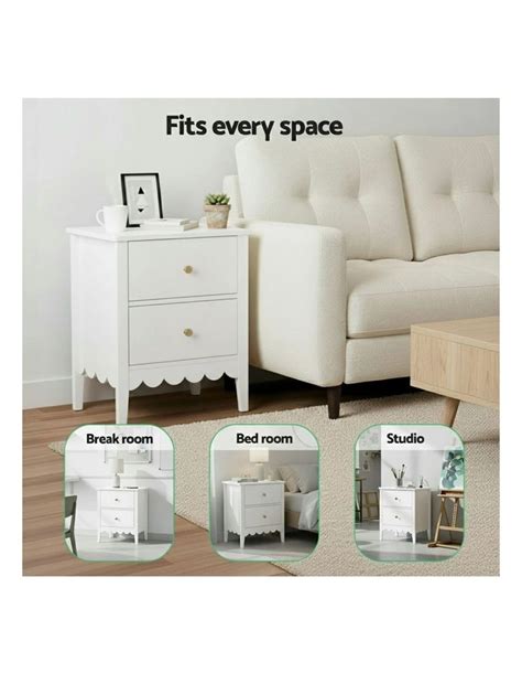 Artiss Bedside Table 2 Drawers In White Myer