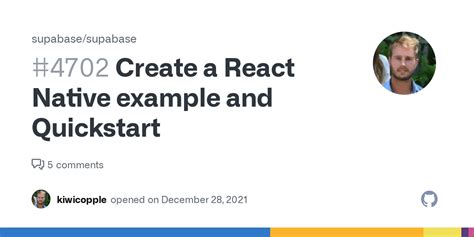 Create A React Native Example And Quickstart Issue Supabase Supabase GitHub