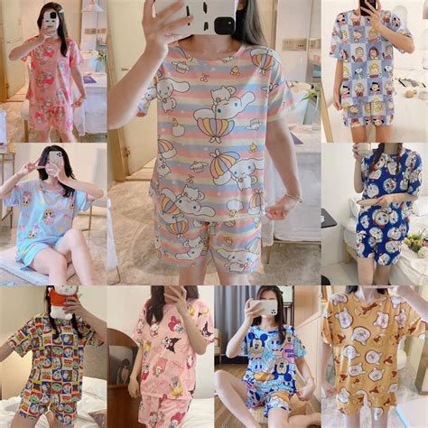 พร้อมส่ง 5 สี ชุดนอน คอกลมเสื ผ้าคอตตอน เนื้อผ้านิ่ม ใส่สบาย ฟรีไซส์ Vivishop 1619023350