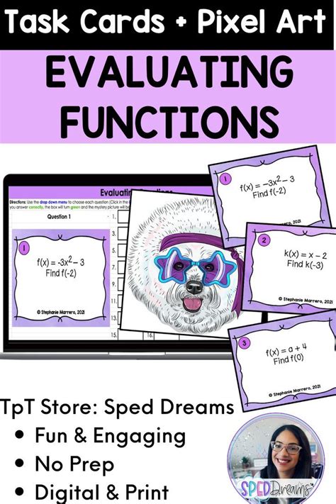 Evaluating Functions Digital Self Checking Activity Puzzle Pixel Art