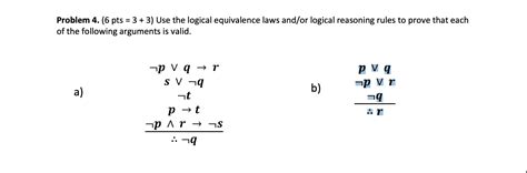 Solved Problem Pts Use The Logical Equivalence Chegg