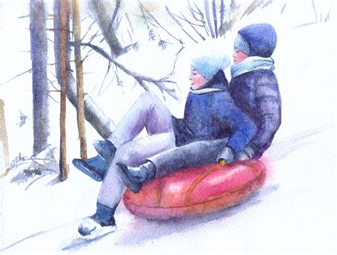 Иллюстрация с горки в стиле академический рисунок графика