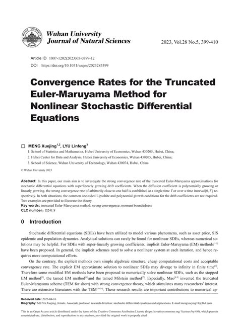 Pdf Convergence Rates For The Truncated Euler Maruyama Method For