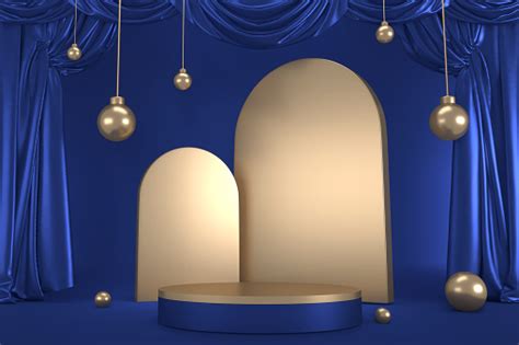 프리젠 테이션을위한 파란색 배경에 받침대 파란색 3d 렌더링 0명에 대한 스톡 사진 및 기타 이미지 0명 3차원 형태 강단 Istock