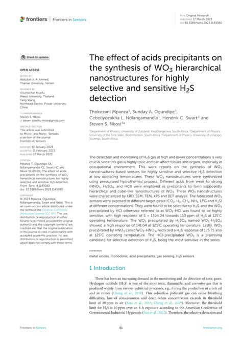 Pdf The Effect Of Acids Precipitants On The Synthesis Of Wo3