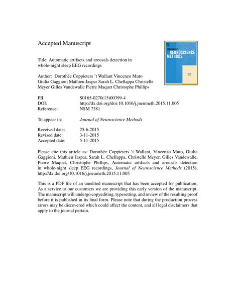 Pdf Automatic Artifacts And Arousals Detection In Whole Night Sleep Eeg Recordings