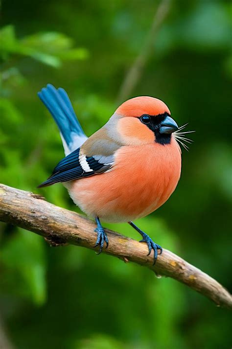 Green Red Headed Bullfinch A Species Of Finches Fringillidae