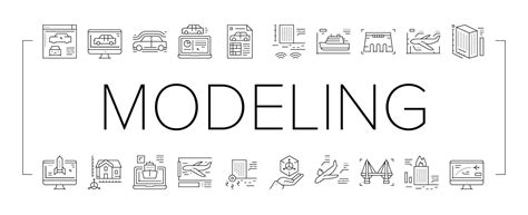 Modeling Engineering Collection Icons Set Vector Sign 19592390 Vector