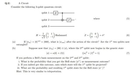 Q A Circuit Consider The Following Qubit Quantum Chegg