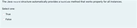 Solved All Classes Have A Hashcode Method Select One True