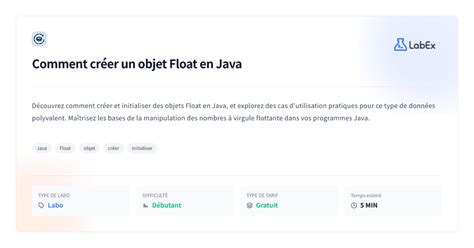 Comment Créer Un Objet Float En Java Labex
