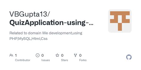 Github Vbgupta13quizapplication Using Php Related To Domain We