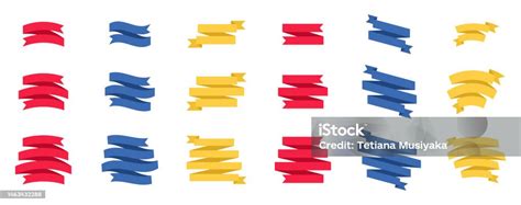 컬러 리본 세트입니다 현대 간단한 리본의 컬렉션입니다 광고 및 마케팅 프로모션을 위한 컬러 배너 곡선 선형 프로모션 장식 페넌트 레이블 및 깃발 컬렉션 고급에 대한 스톡
