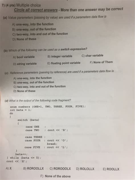 Solved 7 4 Pts Multiple Choice Circle All Correct Answers