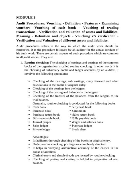 Audit Procedures And Vouching Guide Pdf Expense Accounts Payable