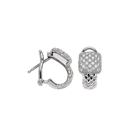 Orecchini In Oro Bianco Con Pavè Di Diamanti Fope Collezione Vendome