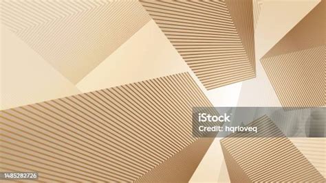 황금색 선으로 이루어진 추상적인 건물을 올려다보세요 추상적인 기하학적 모양 미래 지향적인 배경 디자인 개념에 대한 스톡 벡터