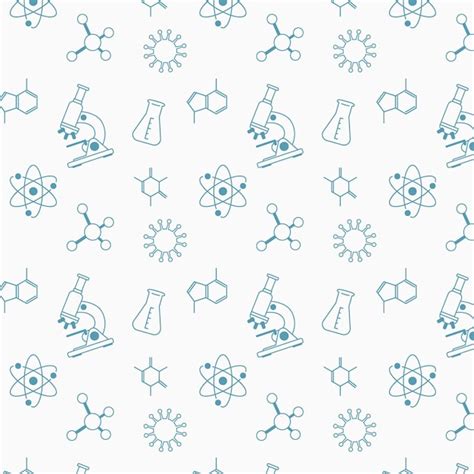 Premium Vector Seamless Pattern With Science Icons Collection Blue Line Icons Of Models Of