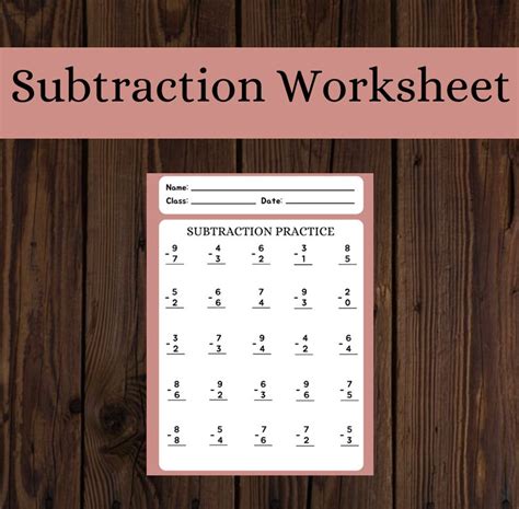 Printable Subtraction Skills Subtraction Drills 1st Grade Subtraction Skills Digital Download