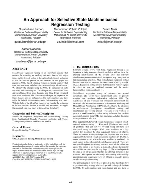 Pdf An Approach For Selective State Machine Based Regression Testing Dokumentips
