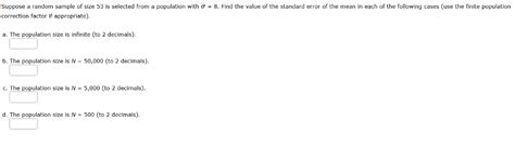 solved suppose a random sample of size 53 is selected from a
