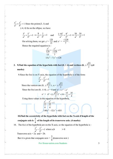 Important Questions For Class 11 Maths Chapter 11 Conic Section