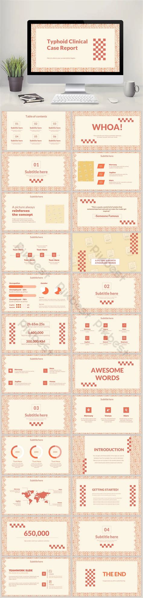 เทมเพลต Powerpoint การนำเสนอรายงานผู้ป่วยโรคไทฟอยด์สีแดง ธีม พื้นหลัง พาวเวอร์พ้อ ดาวน์โหลดฟรี