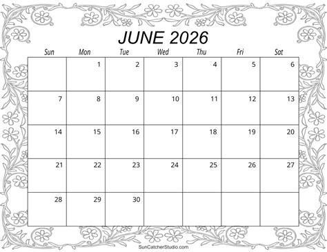 Free Printable June 2026 Calendar Calendar 2025