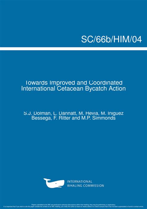 Pdf Towards Improved And Coordinated International Cetacean Bycatch