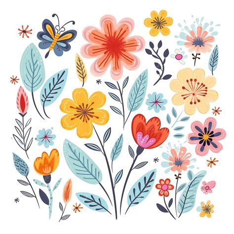 귀여운 꽃 그림 외딴 노란색 주황색 Png 일러스트 및 이미지 에 대한 무료 다운로드 Pngtree