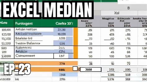 excel tutorial finding the median exceltutorial youtube