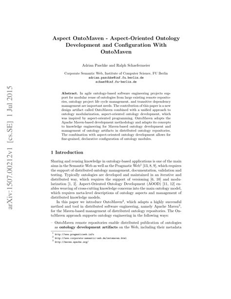 pdf aspect ontomaven aspect oriented ontology development and