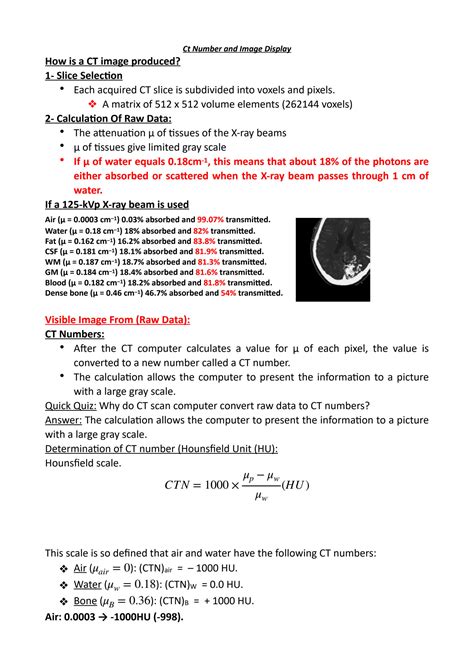 SOLUTION Ct Number And Image Dispaly For Basic Principle Of Ct Scanner Studypool