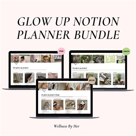 Glow Up Notion Template Bundle Wellness By Her Shop