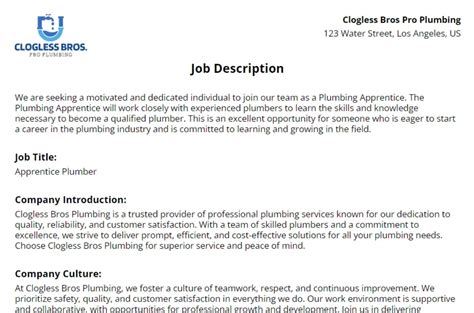 Plumbing Apprentice Job Description Housecall Pro