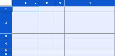 Selecting Rows And Columns To Make Cell The Same Size In Google Sheets