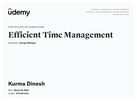 Completed Efficient Time Management Course On Udemy Kurma Dinesh Posted On The Topic Linkedin