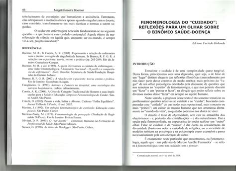 Pdf Fenomenologia Do Cuidado E Do Cuidar Perspectivas