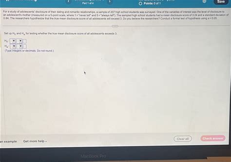 Solved Part 1 Of 4Points 0 Of 1SaveFor A Study Of Chegg Com