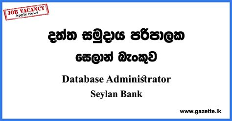 Database Administrator Seylan Bank Vacancies Gazette Lk