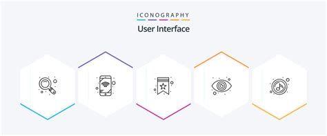 User Interface Line Icon Pack Including Quaver Star Play View